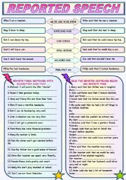 Reported Speech ESL Printable Worksheets and Exercises